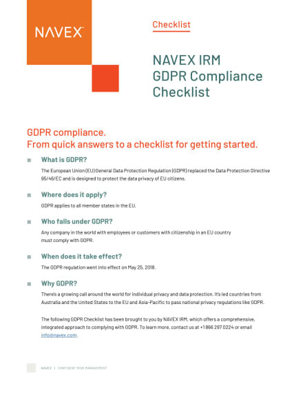 GDPR Compliance Checklist | NAVEX GDPR Compliance Checklist | NAVEX